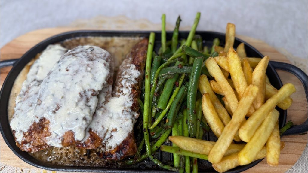 Sizzling grilled chicken with white sauce | Chicken steak recipe by ...